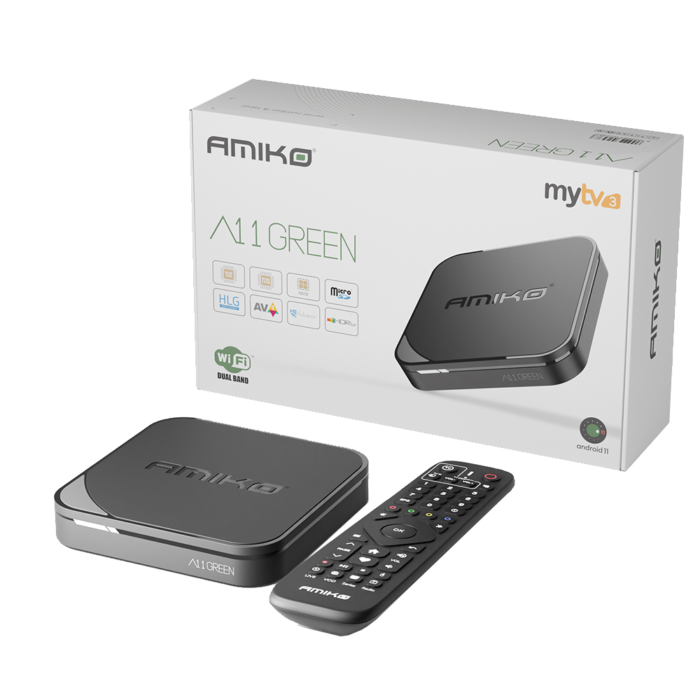 Amiko A11 Green Android IPTV Mediastreamer - Slimtronics | Slim bekeken!