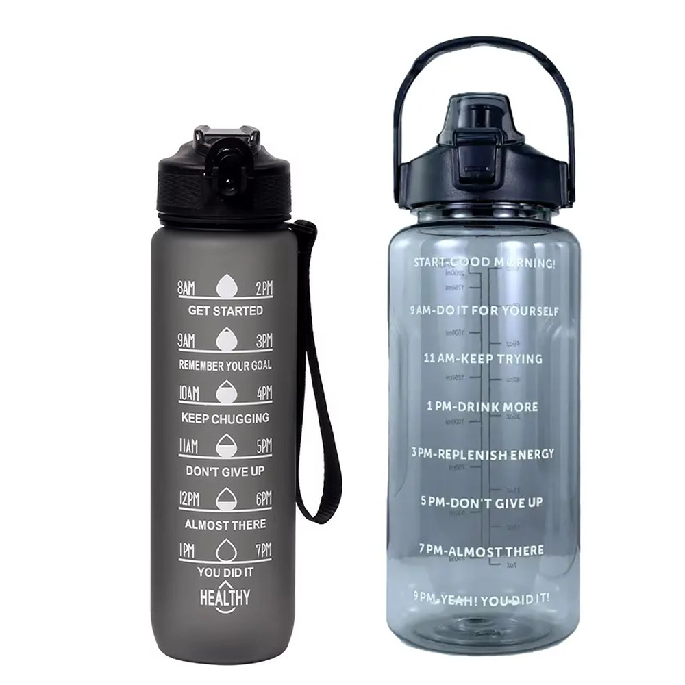 2 Liter & 750 ml Waterfles Slimtron® - Motiverende drinkbeker 2 Liter ...